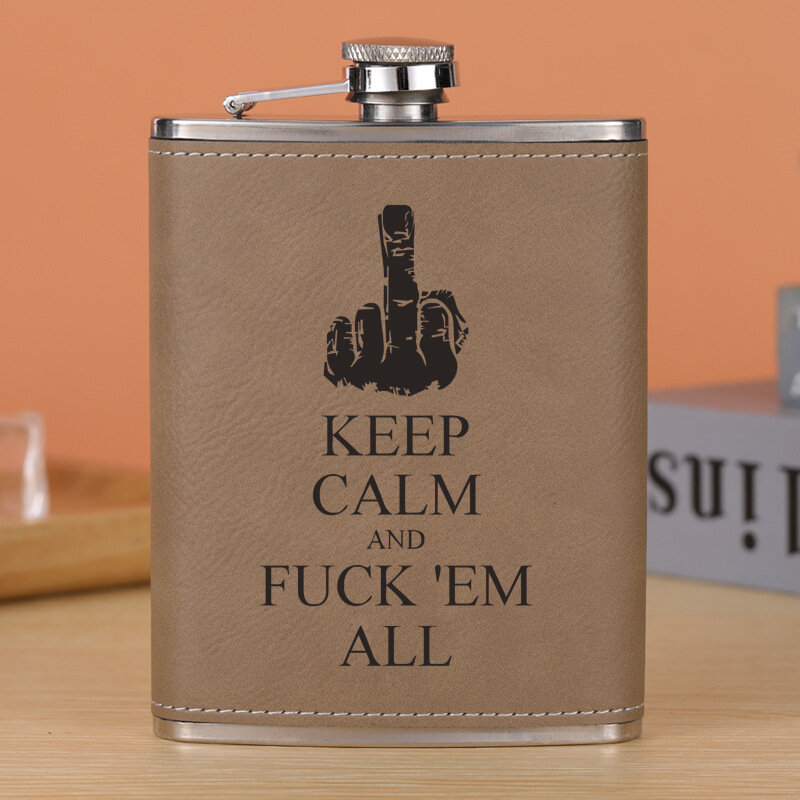 Кросс-бордерная русская фляга из нержавеющей стали 304 объемом 8 унций, портативная бутылка для вина с чехлом из PU кожи и лазерной печатью логотипа