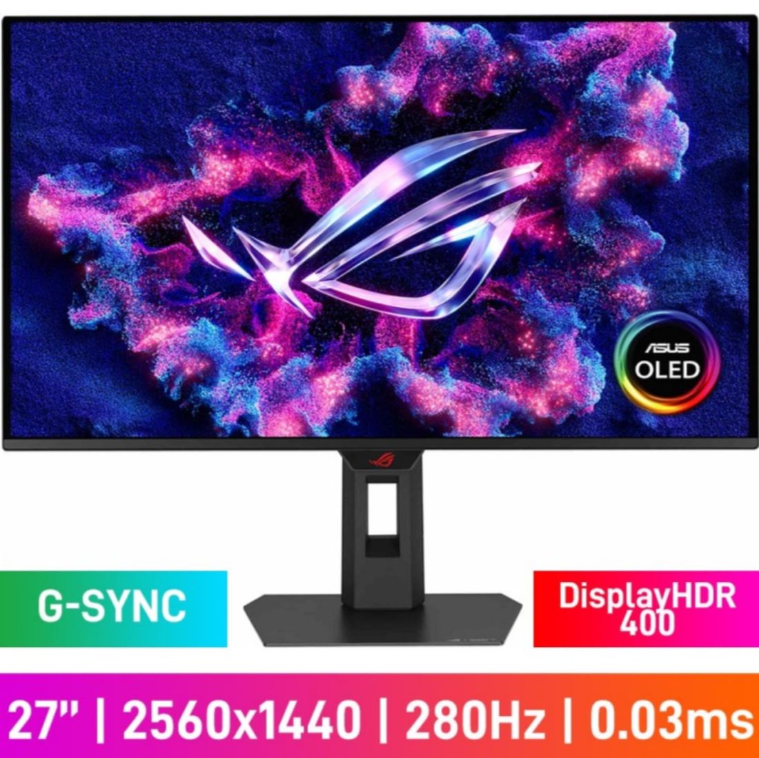 Игровой 26.5" Монитор ASUS ROG Strix OLED XG27ACDM 2K280, 2560x1440, 280 Гц, 0,3 ms (GTG), OLED Anti-flicker, USB