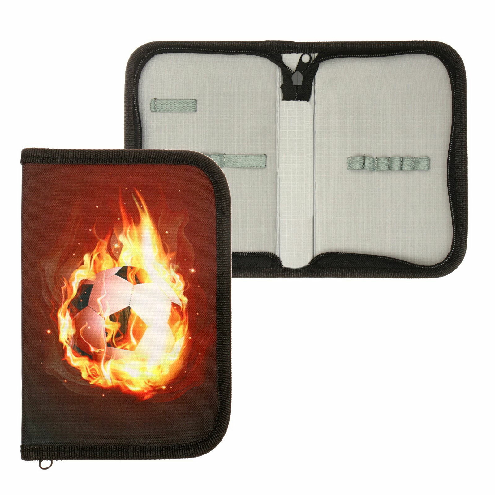 Пенал школьный "Мяч", 13x19.5 см, 1 отделение, на молнии, ткань, коричневый