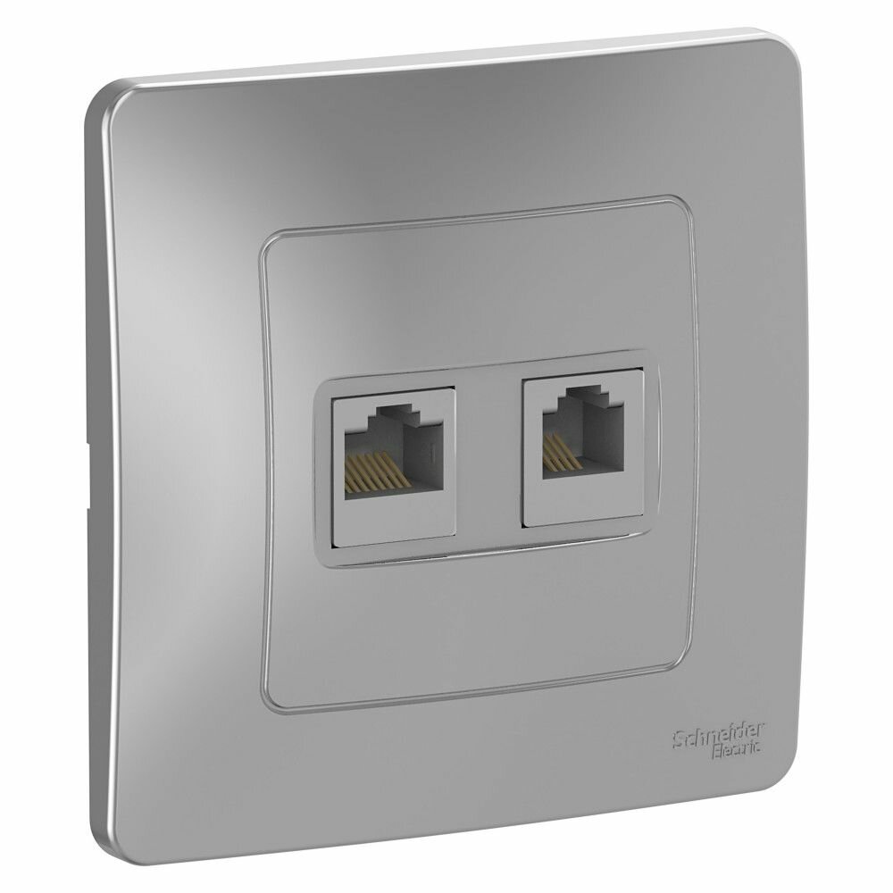 Розетка компьютерная RJ45 + телефонная RJ11 Schneider Electric компьютерная телефонная двойная встроенный монтаж пластмасса алюминий