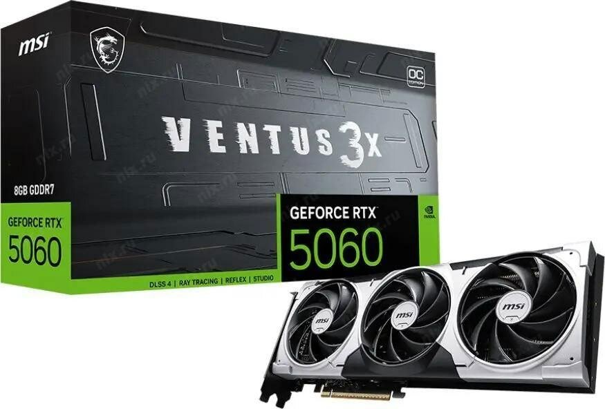 8Gb GDDR7 MSI RTX 5060 8G VENTUS 3X (RTL) HDMI+3xDP