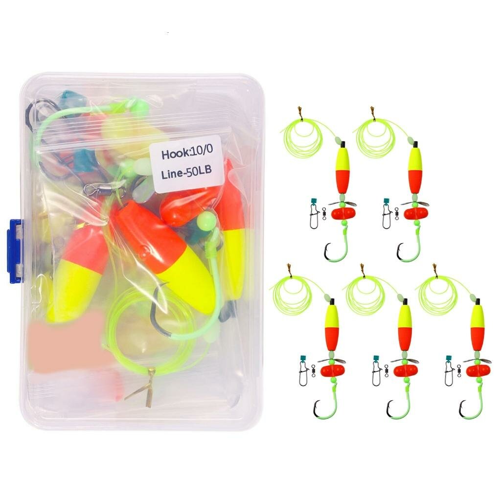 Катушка для ловли сома 5 шт, крючки 6/0, 8/0, 10/0, Красный, желтый - No. 10