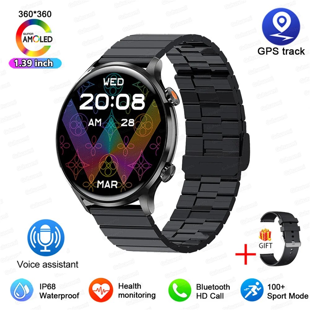 Smartwatch AMOLED 2025 Black Steel B