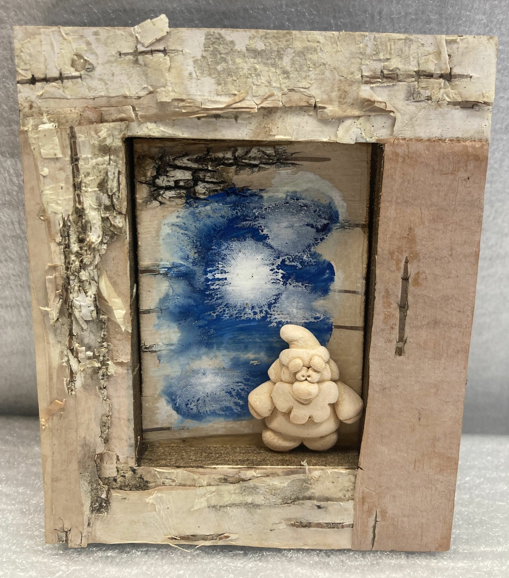 ART-Salon at Oktyabrskaya "Млечный путь. Дед Мороз", 11х9 см, береста, масло, авторская работа