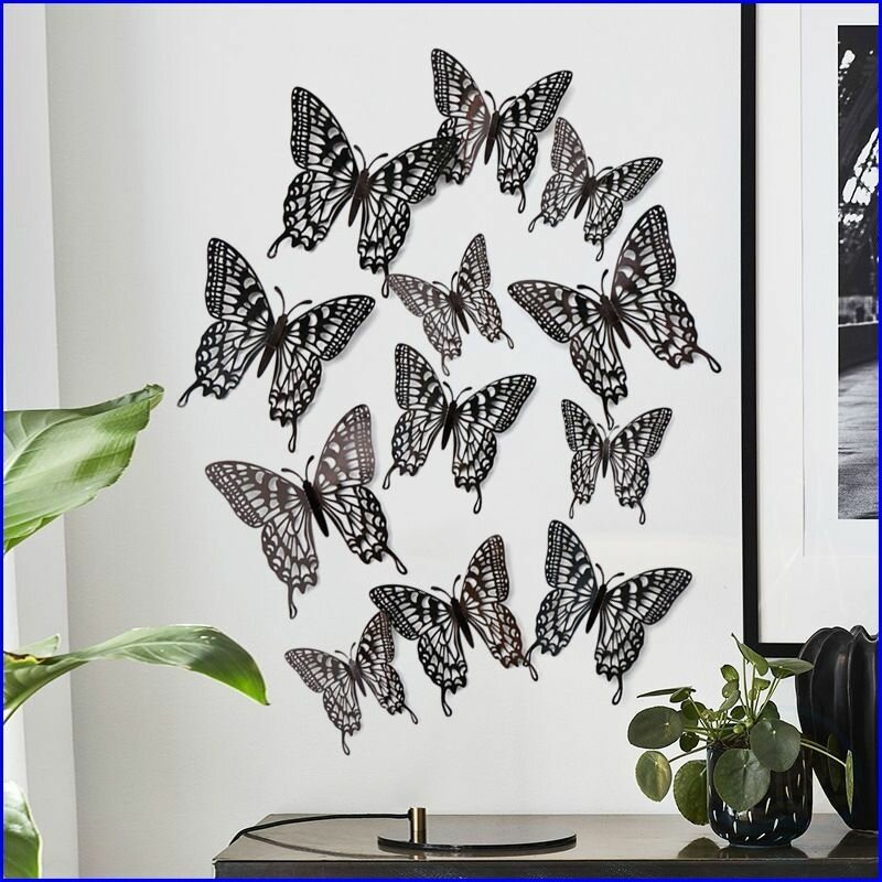 Эксклюзивный набор ажурных перламутровых бабочек для декора стен