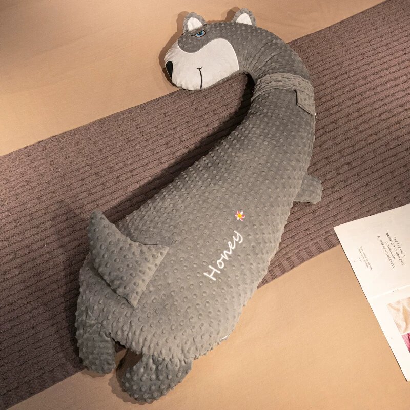 Плюшевая игрушка-подушка класса А из вельвета «Белый гусь» для девочек, длинная подушка-капибара для сна Хаски [Ткань