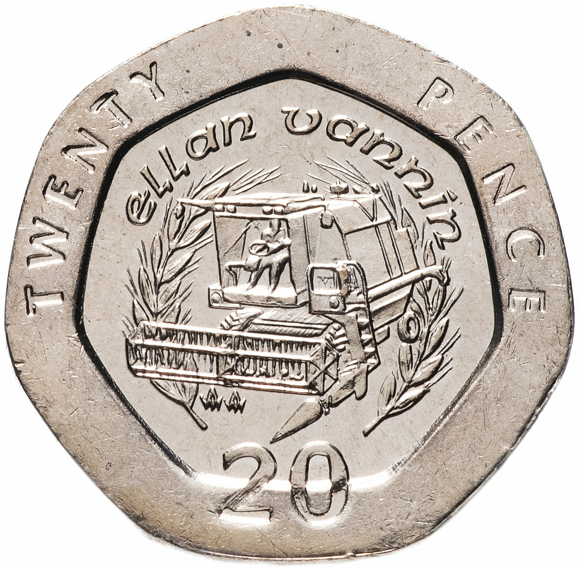 Остров Мэн 20 пенсов pence 1993, Мельхиор медь-никель, в сохранности AU-UNC