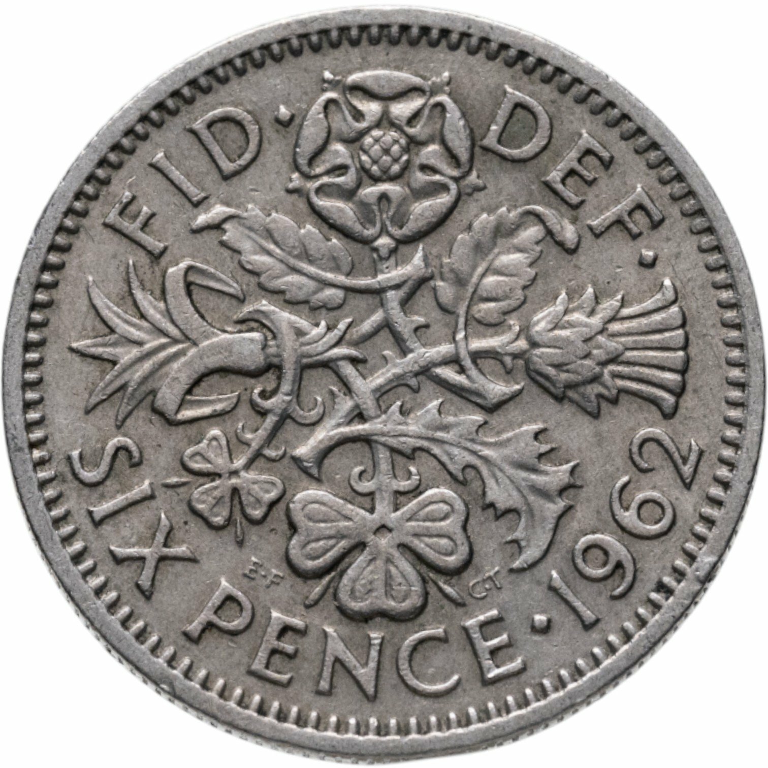 Великобритания 6 пенсов 1962, Мельхиор медь-никель, в сохранности VF