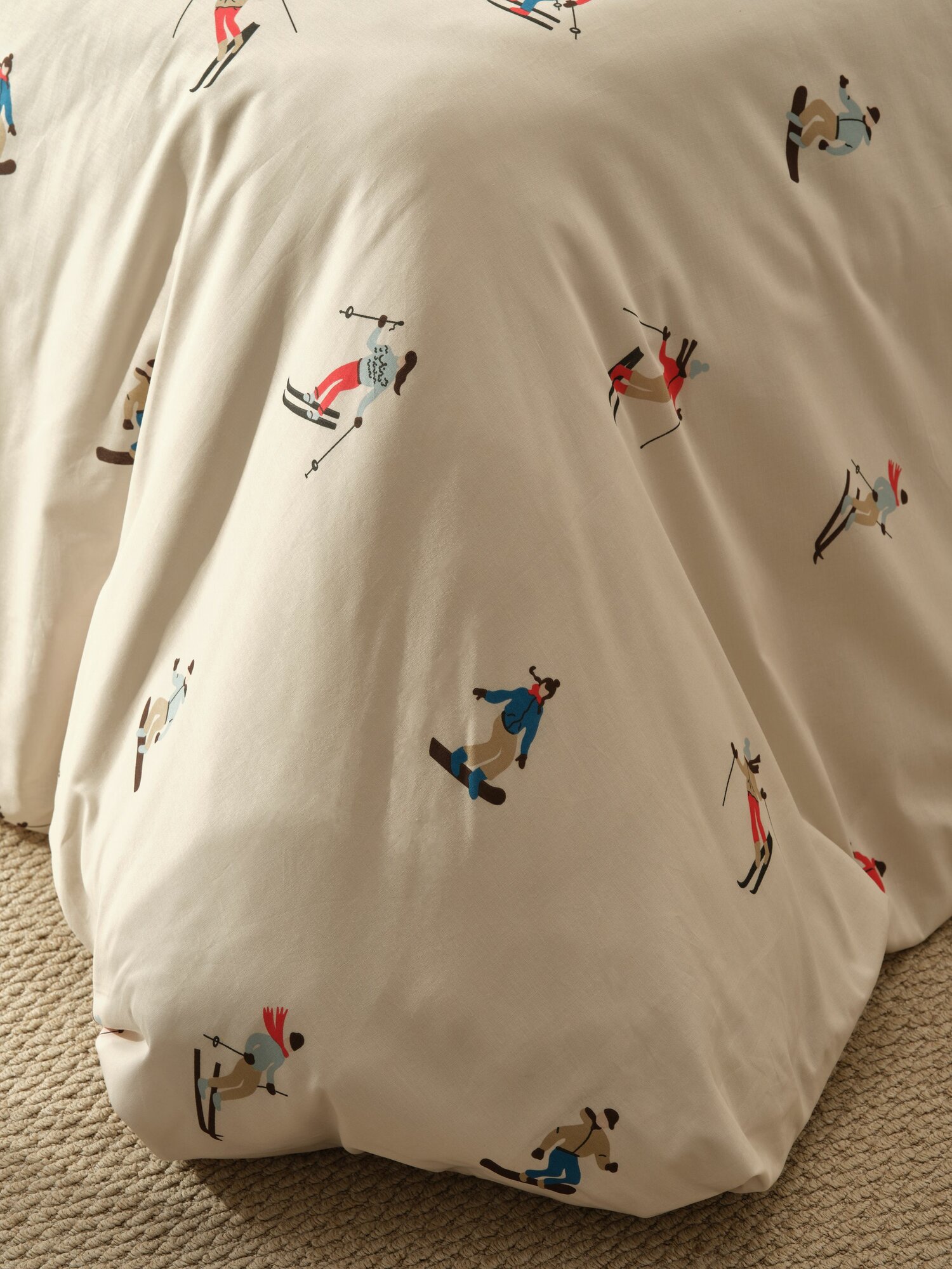 Пододеяльник евро спальный 200х215 см перкаль Ночь Нежна Лыжники, 100% хлопок