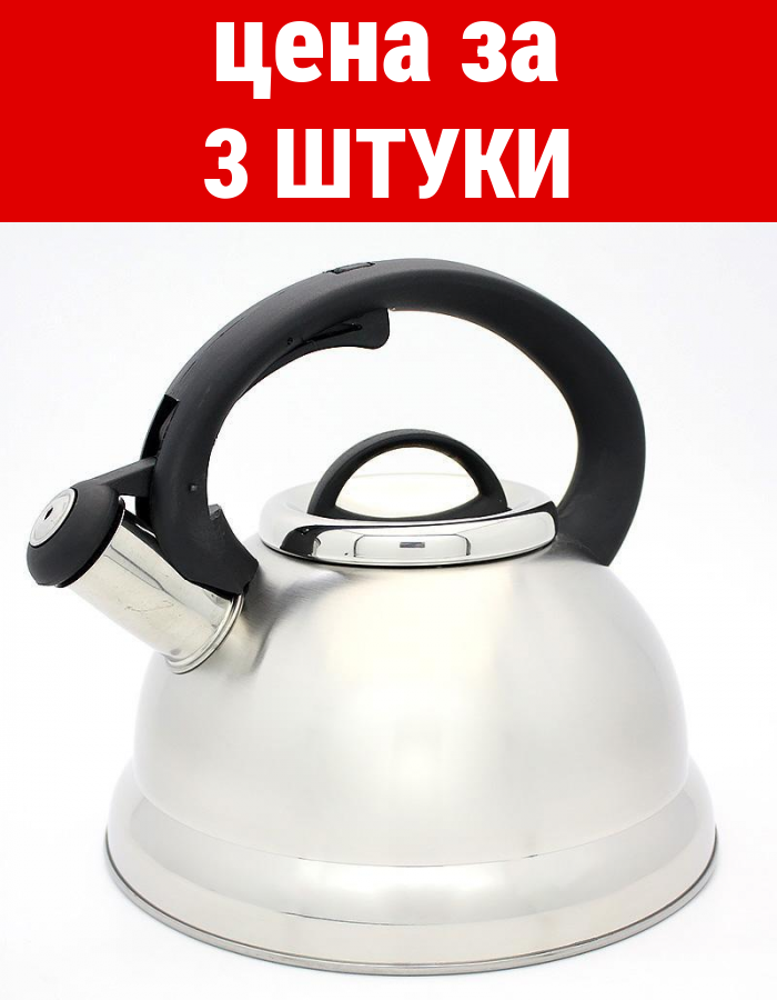 Комплект 3 шт, чайник нерж 3.0Л свист индукция катунь