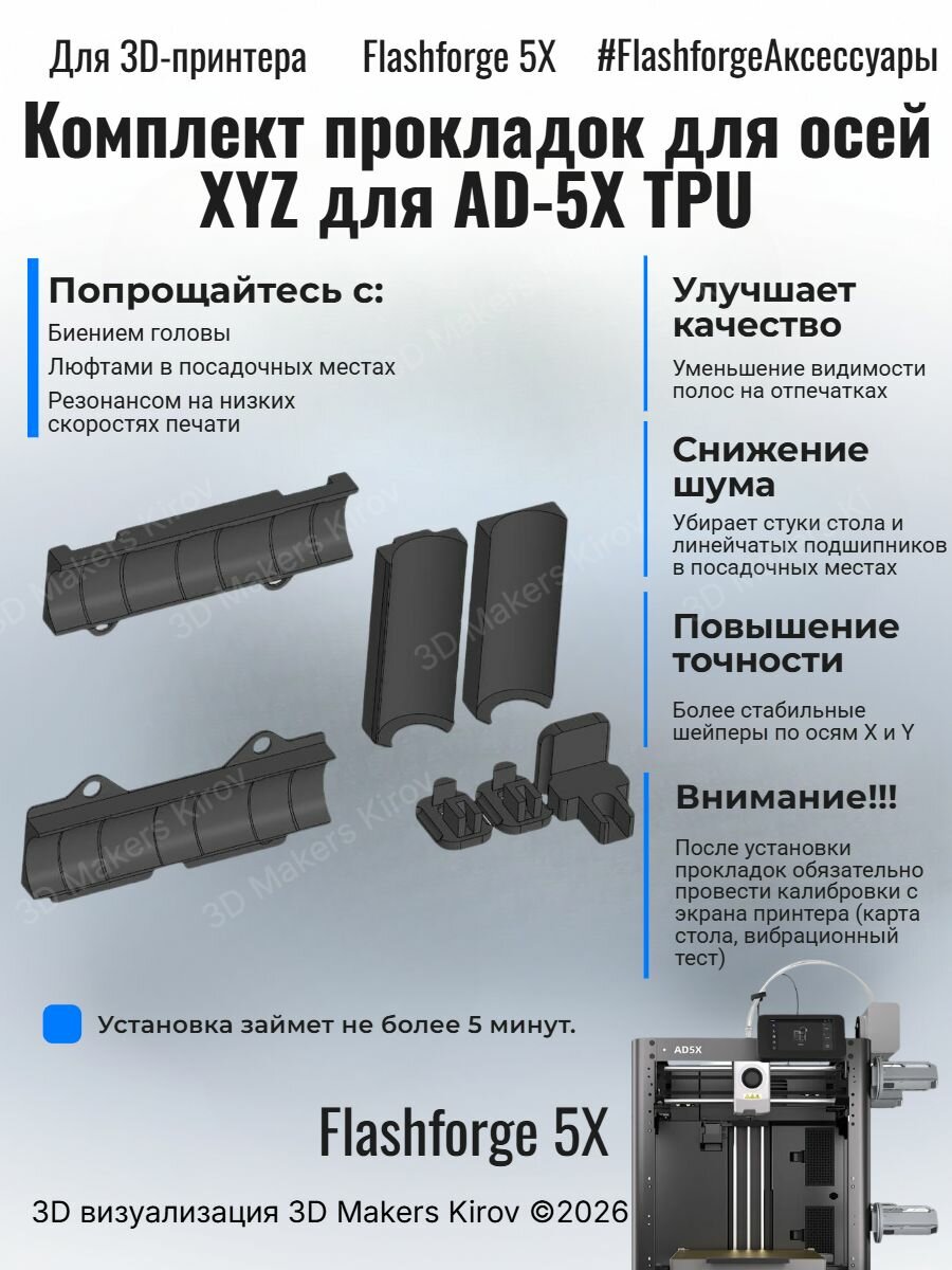 XYZ -AD5X TPU прокладки антивибрационные для 3d принтера Flashforge
