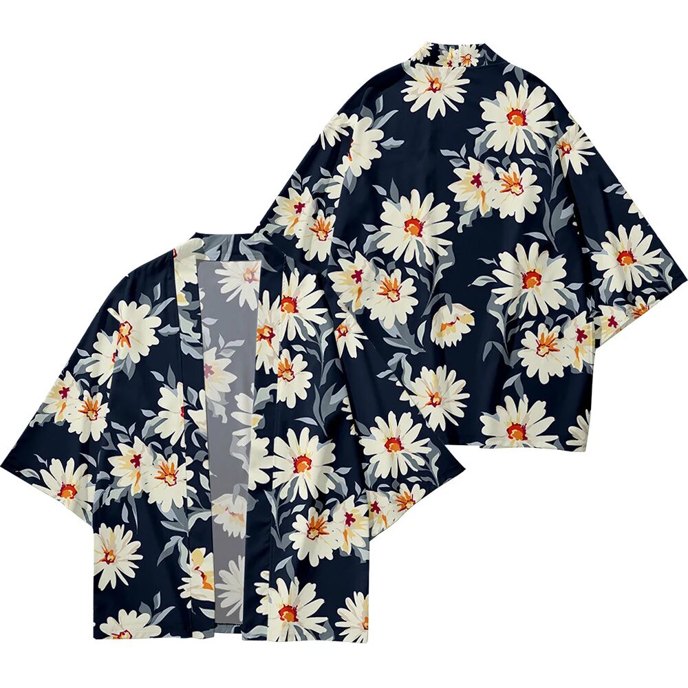 Мужской полиэстеровый хаори с принтом подсолнухов 6XL, 18