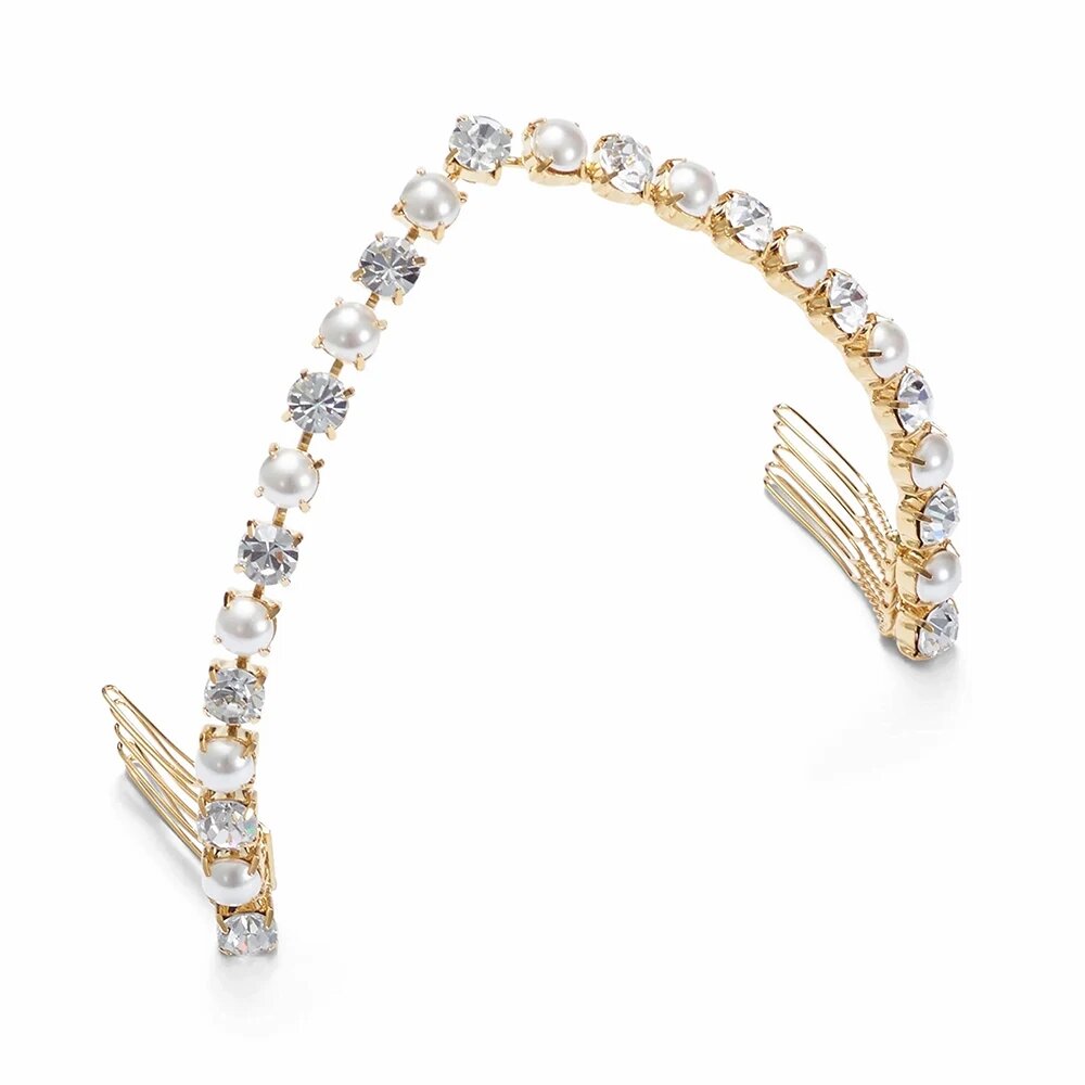 Стразы гребень для волос серебряный/золотой T-2 Gold