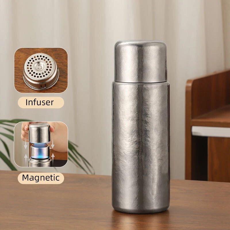 Термос Apuraa титановый 430 мл серебристый