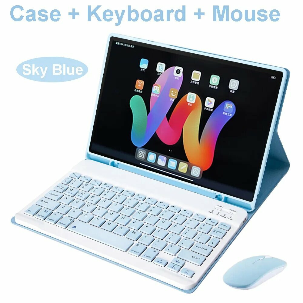 Чехол для планшета Xiaomi Redmi Pad SE 11 дюймов со съемной русской клавиатурой и мышью Bluetooth.