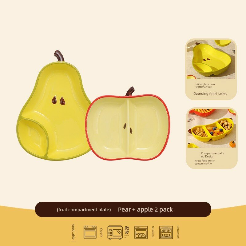 Набор из персиковой и яблочной тарелки, 2 штуки, идеально подходит для здорового питания и приправ к горячим блюдам