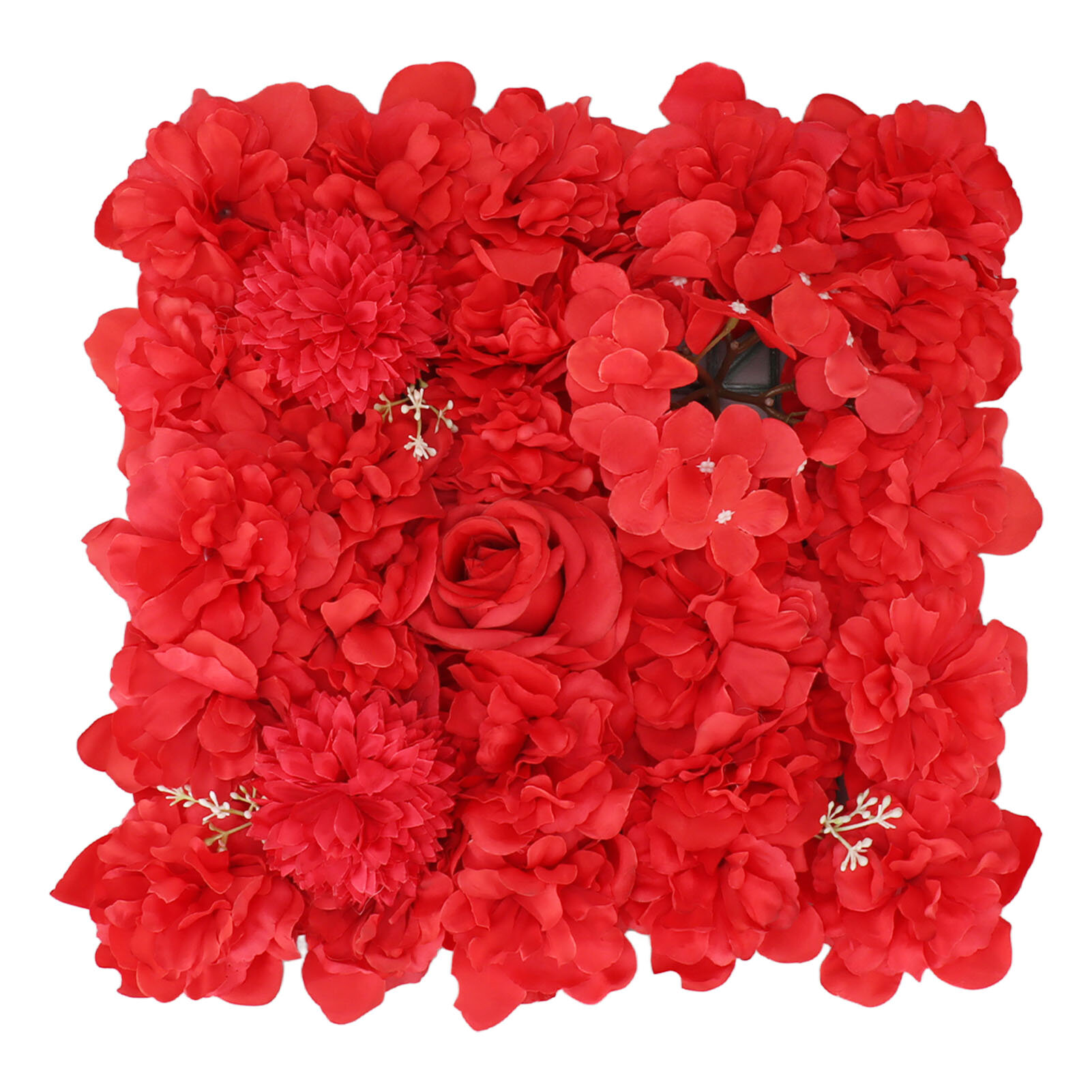 Artificial Flower Wall Panels Simulation Silk Rose Decor for Wedding Party Stage Background Backdrop 15x15in Red