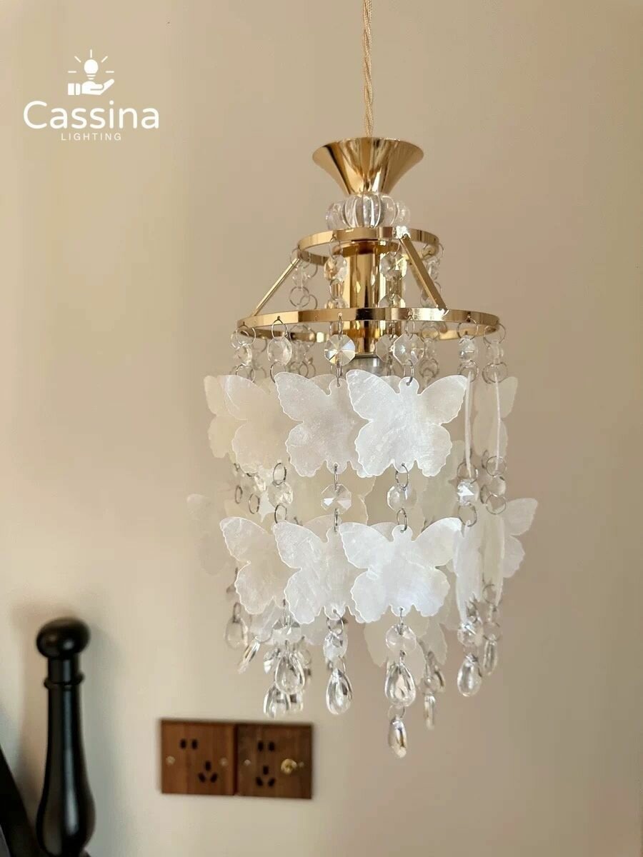 Люстра хрустальная/Натуральная ракушка/Cassina BK01-4/E27*1 18 Вт/Диаметр 200 миллиметров. Золотой цвет.