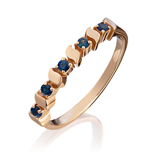 Кольцо, красное золото, 585 проба, сапфир