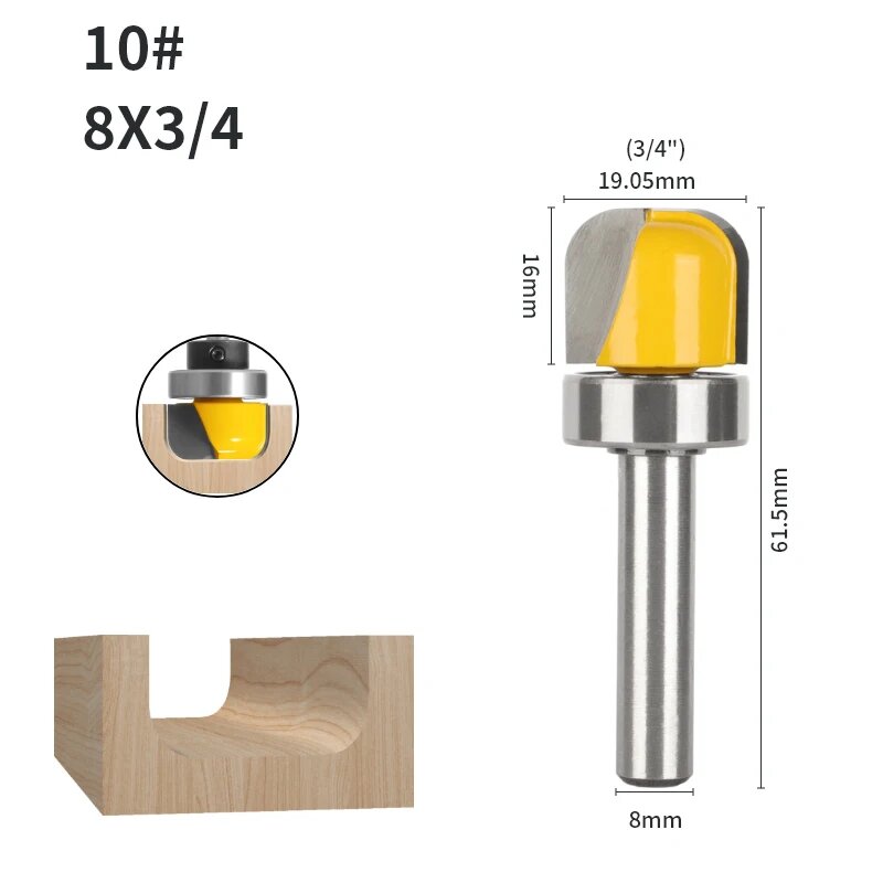 Фрезы из сплава вольфрама и кобальта с круглым носом 6мм, 6.35мм, 8мм, 12мм, 12.7мм 8x19.05x16