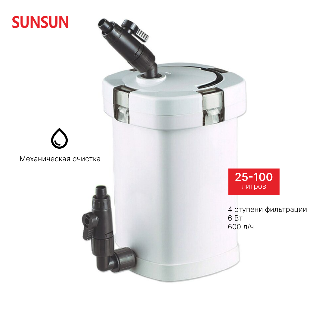 Фильтр внешний канистровый SS-HW-502 5W (320л/ч, акв. до 55л) 4 ступени фильтрации