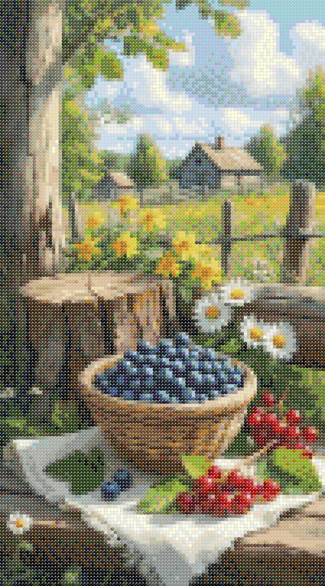 Схема вышивки бисером Лукошко черники (на бумаге, без бисера и ткани) 100х180 стежков (20х36 см) 72 цвета