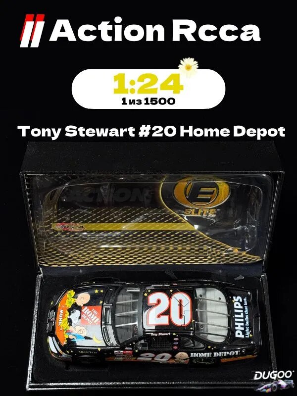 Action RCCA 1:24 Tony Stewart #20 Home Depot NASCAR с Питом Тыквы (Snoopy) Limited Edition 1:1500, Коллекционная Модель