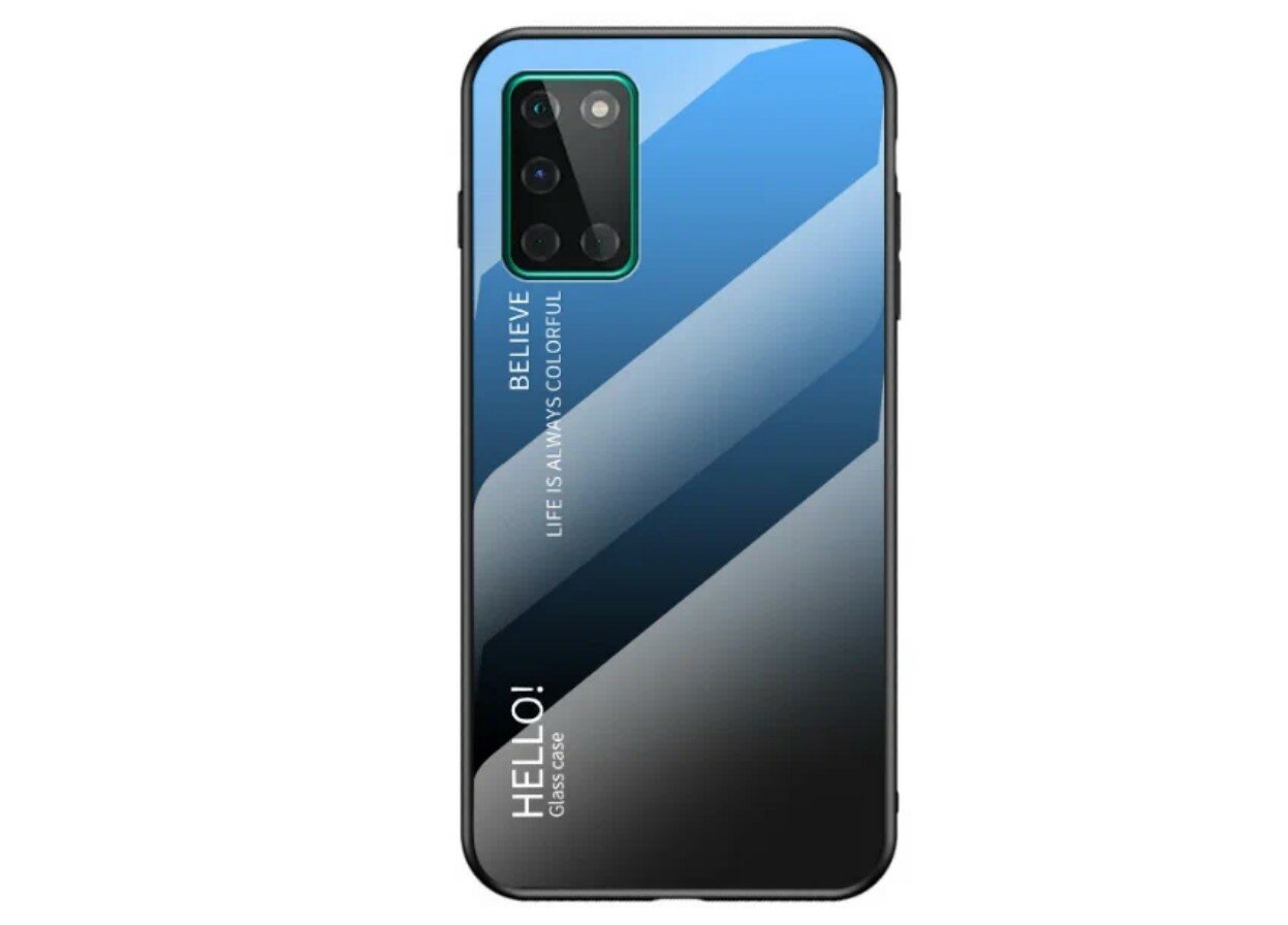 Чехол-бампер Чехол. ру для Oneplus Nord 2 5G стеклянный из закаленного стекла с эффектом градиент зеркальный синий