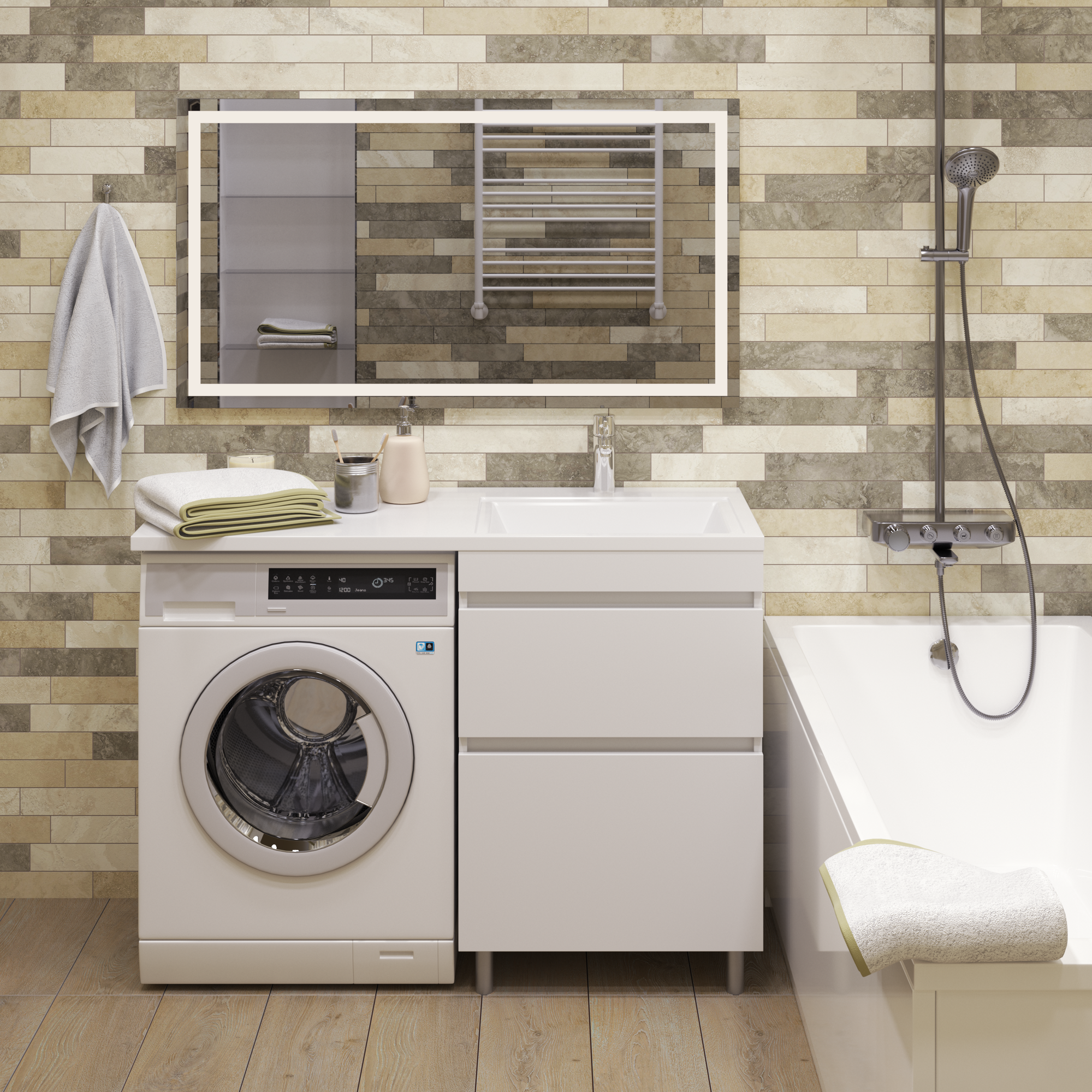 Тумба под раковину Марсал 110 "Прима 50" белая напольная, на ножках