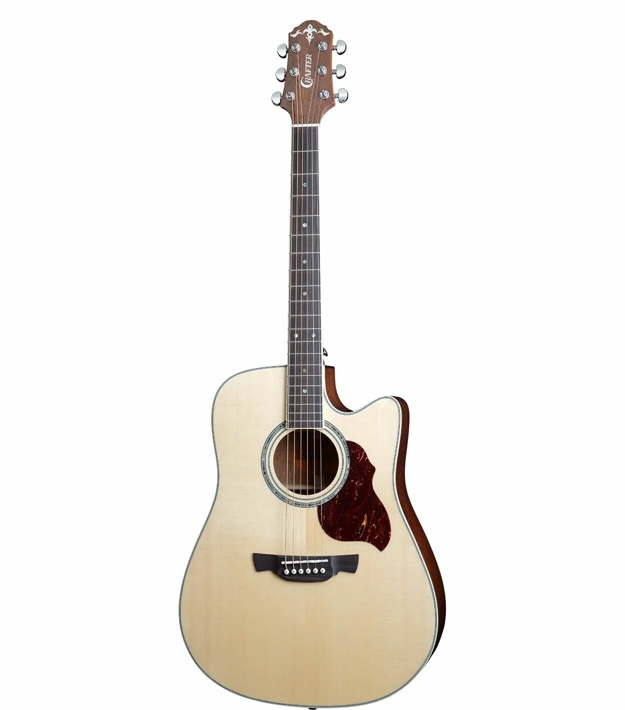 Гитара электроакустическая шестиструнная Crafter DE-6 Dreadnought Gloss Natural с чехлом, музыкальный инструмент для начинающих музыкантов и профессионалов