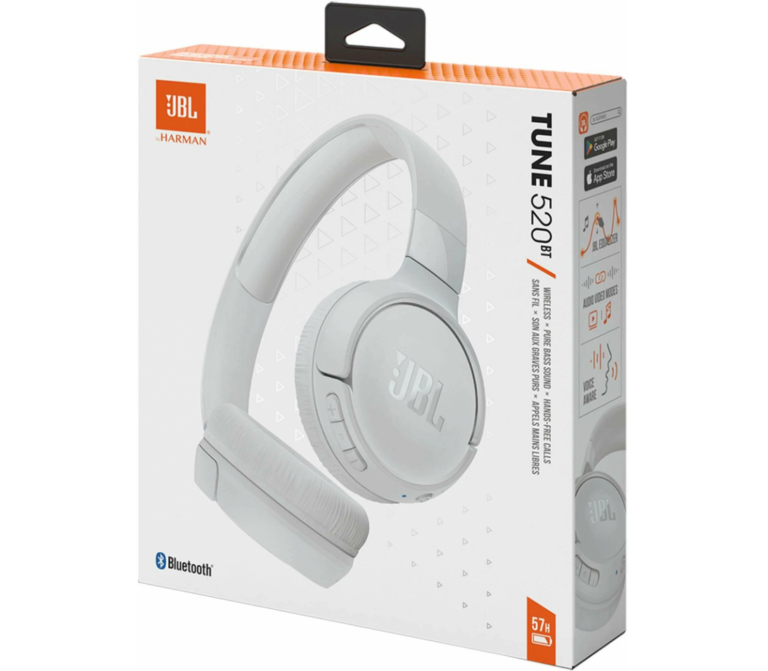 Беспроводные наушники Tune 520BT, white, накладные, технология Pure Bass