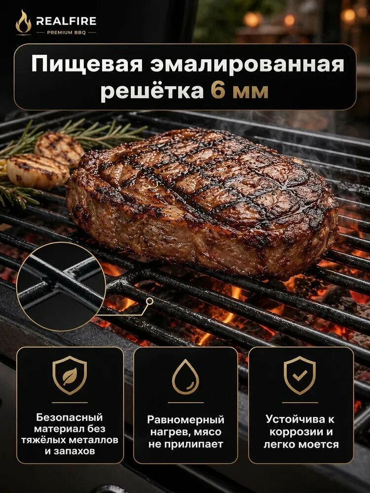 Гриль-мангал угольный 3 в 1: коптильня, мангал с крышкой и термометром для дачи и сада