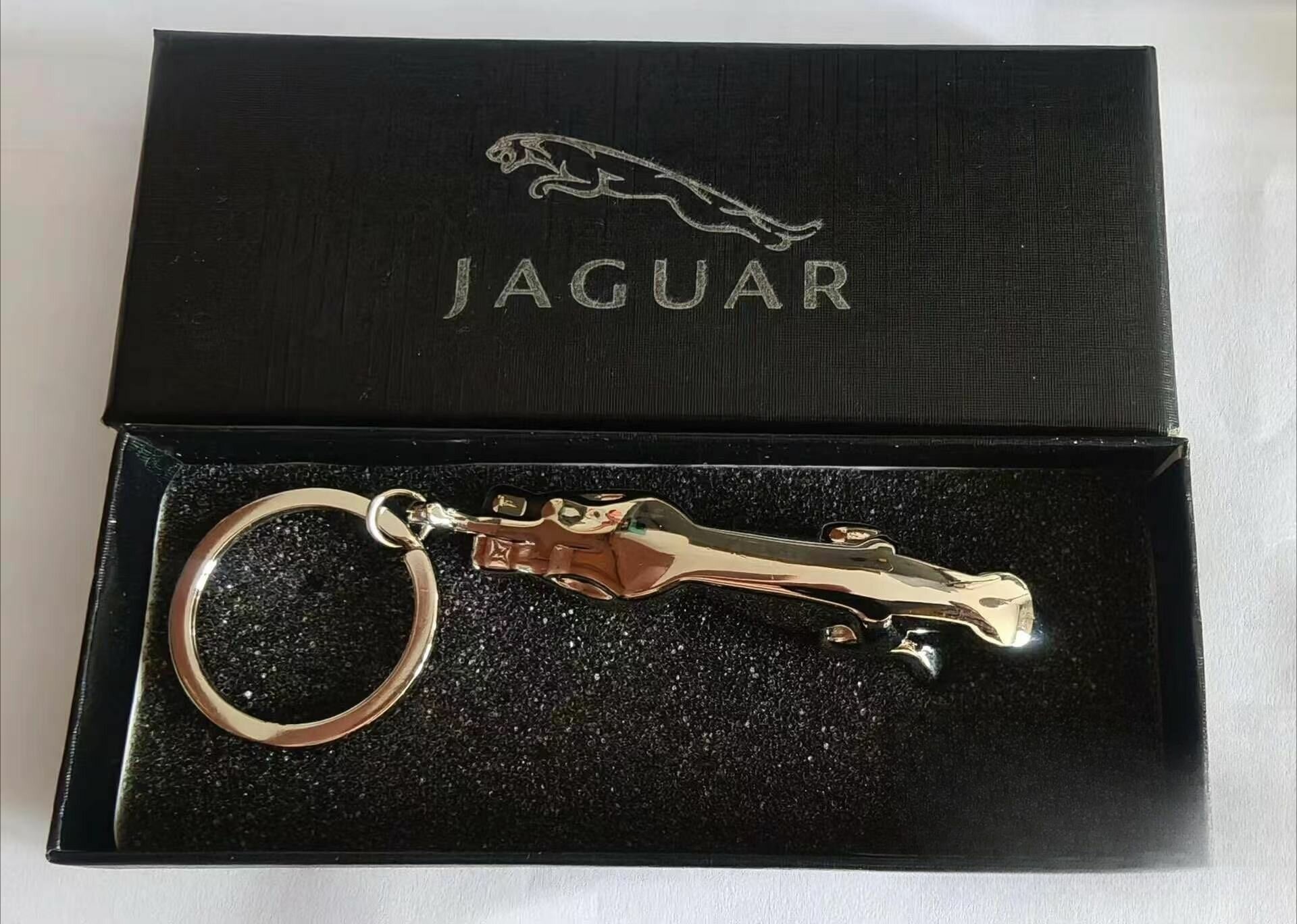 3D золотой брелок Jaguar для автомобиля, металлический брелок для ключей с логотипом