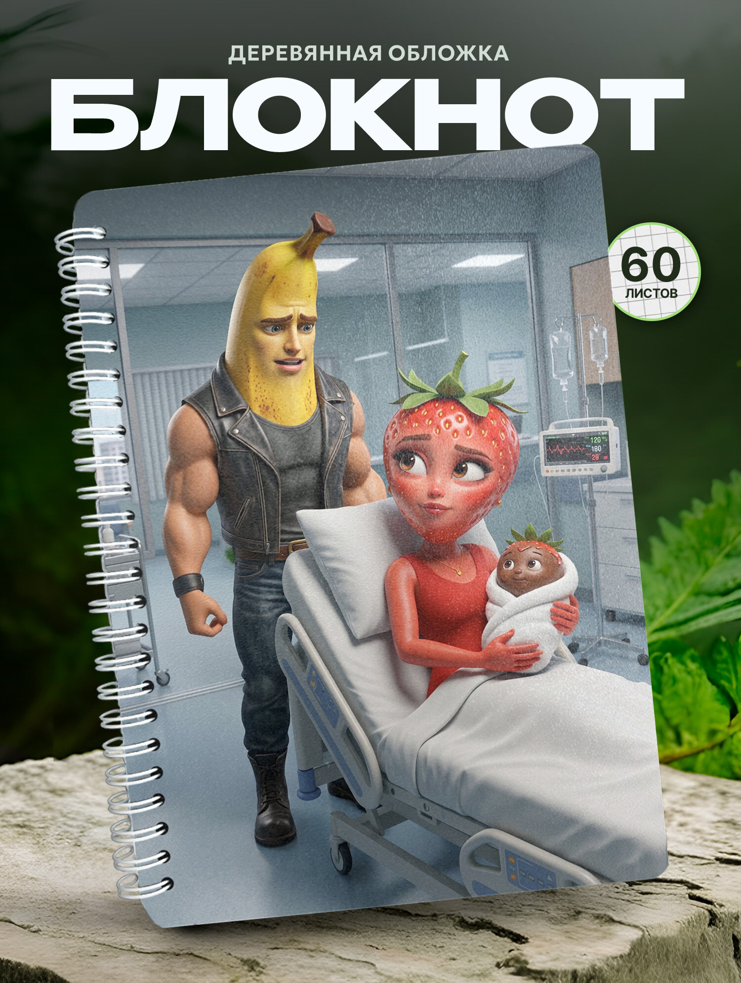 Блокнот Wood-book "Фрукты. Фруктовая драма", A5, твердая обложка, лхдф