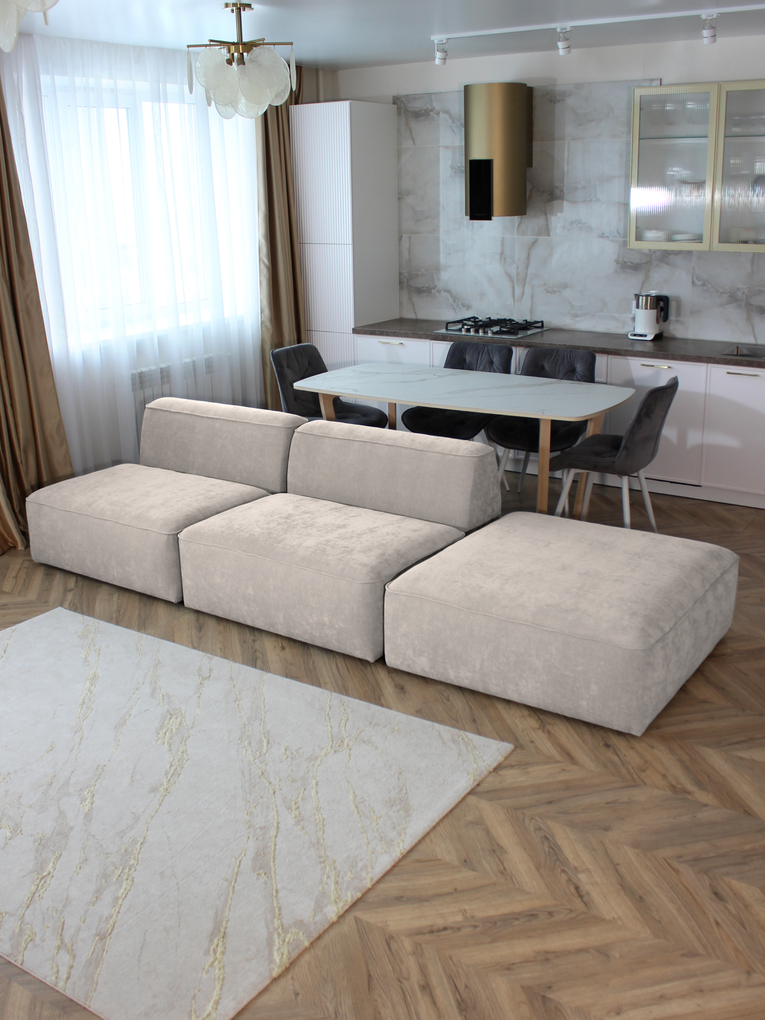 Диван модульный Скай, белый, 330x110x70