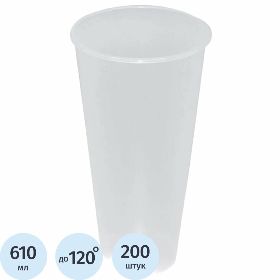 Стакан одноразовый Bubble Cup 650мл матовый/прозр, 200шт/кор (1022П), 2368991