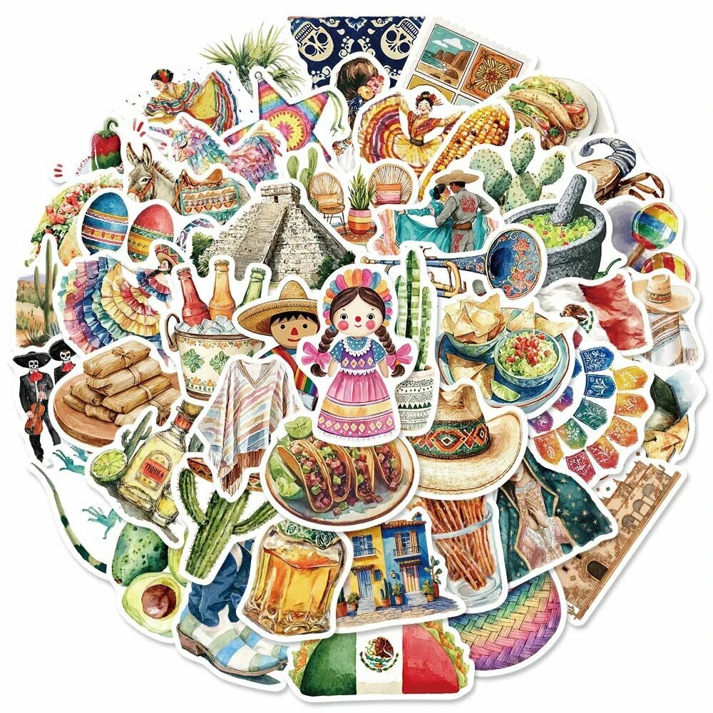 Набор мексиканских эстетических наклеек Rspctou 50PCS