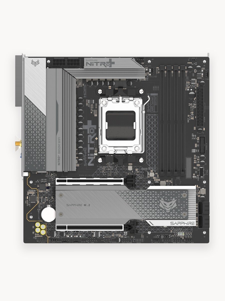 Материнская плата Sapphire NITRO+ B850M WIFI, AM5, AMD B850, Micro-ATX, RTL (52123-01-40G)