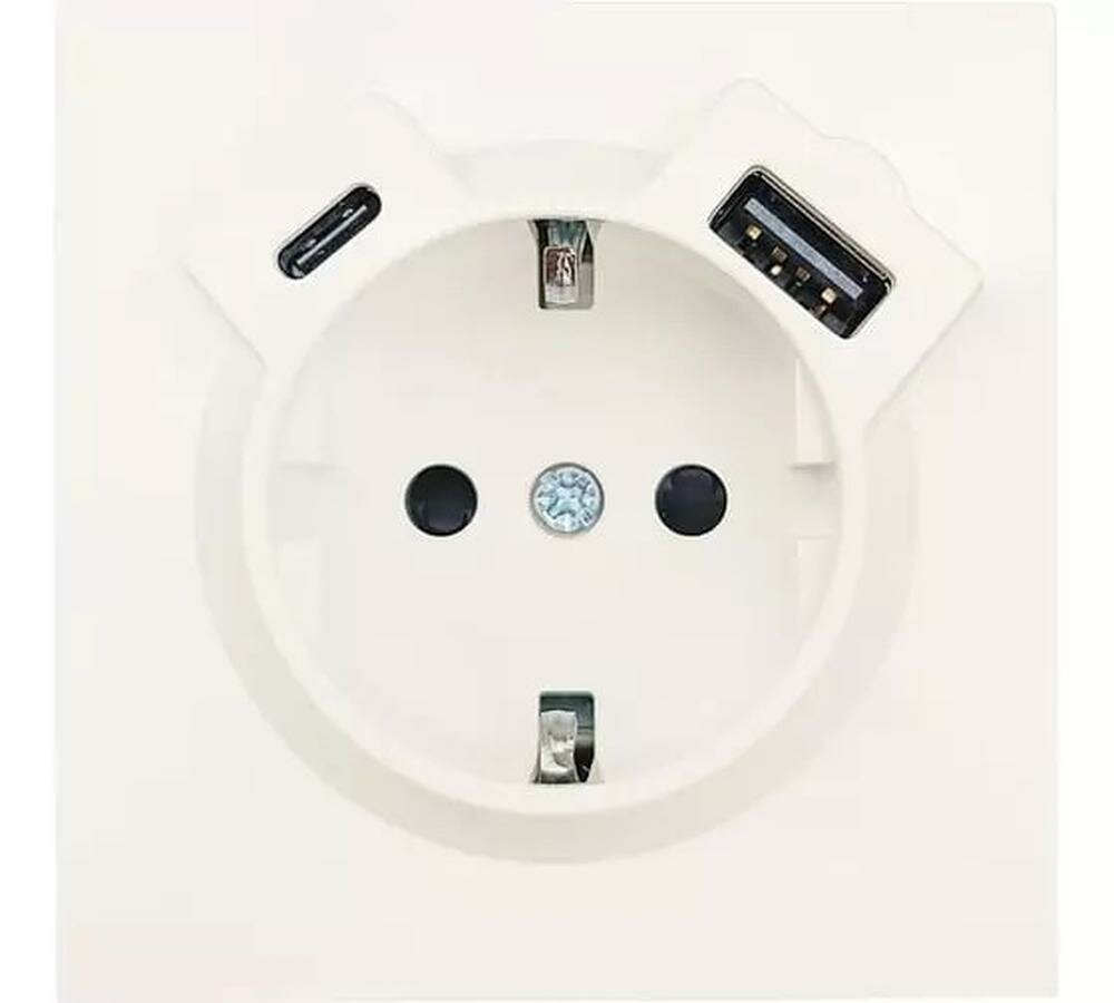 Розетка с заземлением+Type-C+USB слоновая кость Lezard ZIMA 704-9088-181TC