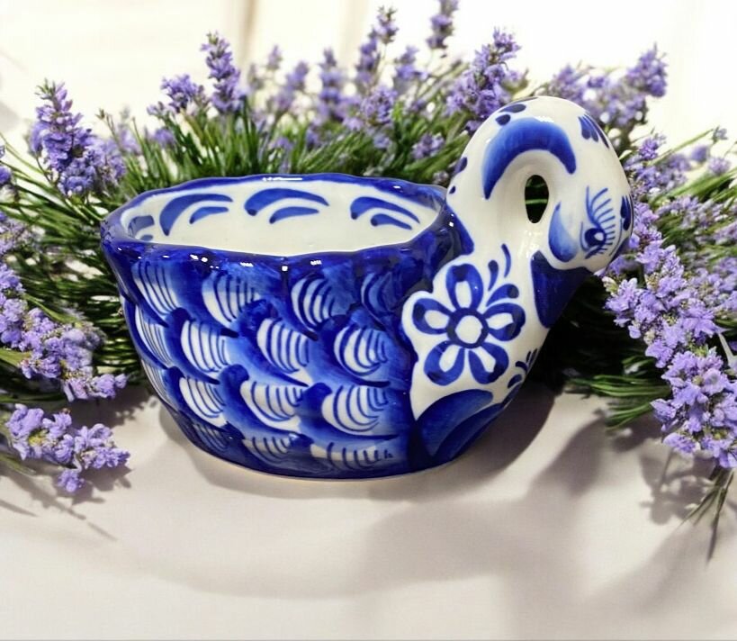 Гжель Розетка Лебедь