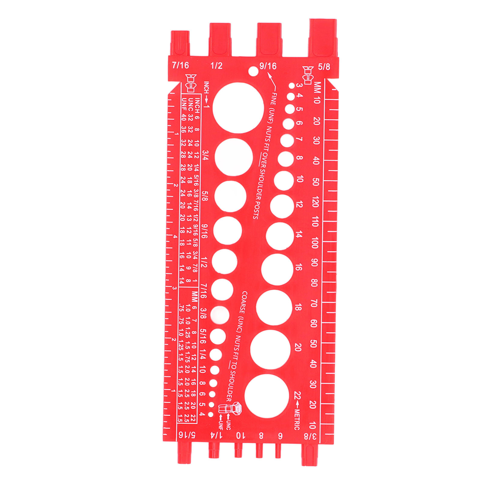 Гайка, Болт, Винтовой Калибр, Многофункциональная Дюймовая Метрическая Быстрая Идентификация, Проверка Резьбы Гайки, Болта для Мастерской, Гаража, Красного цвета