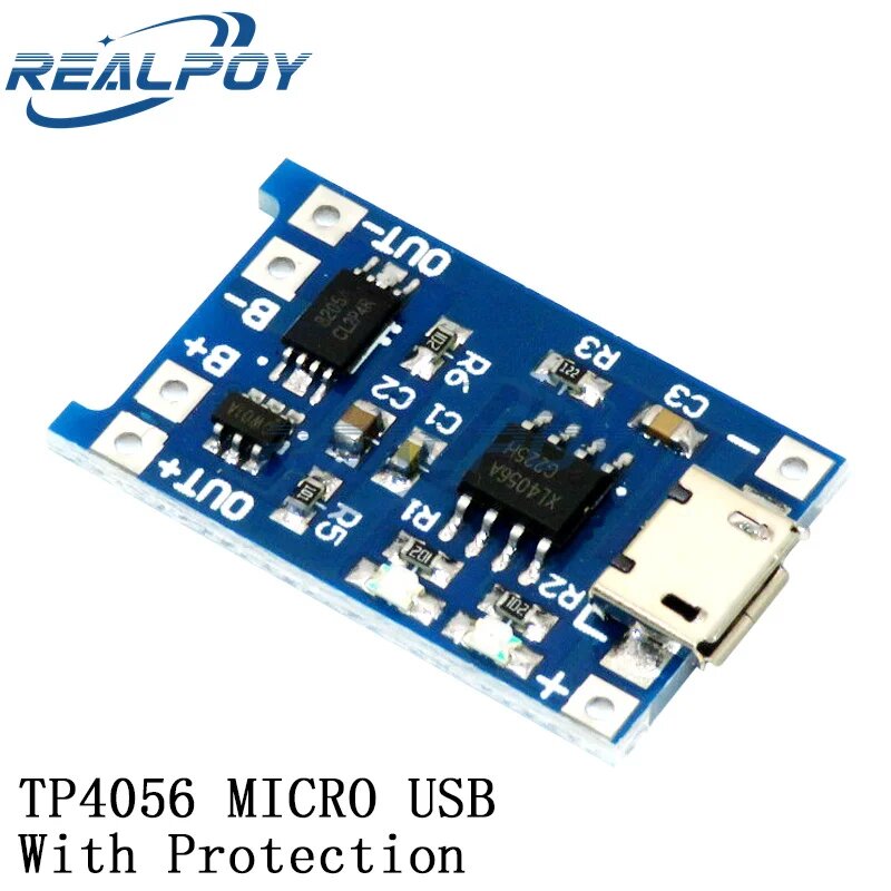 REALPOY TP4056 Micro USB модуль зарядки аккумулятора
