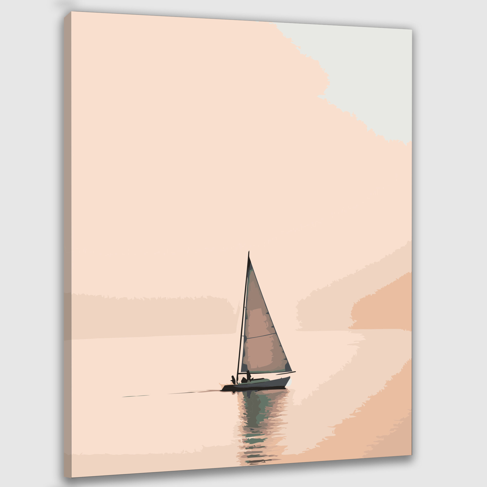 Картина по номерам 40x50 см, фотография, черно-белая, парусная лодка, море, одиночество, приключения, водные просторы