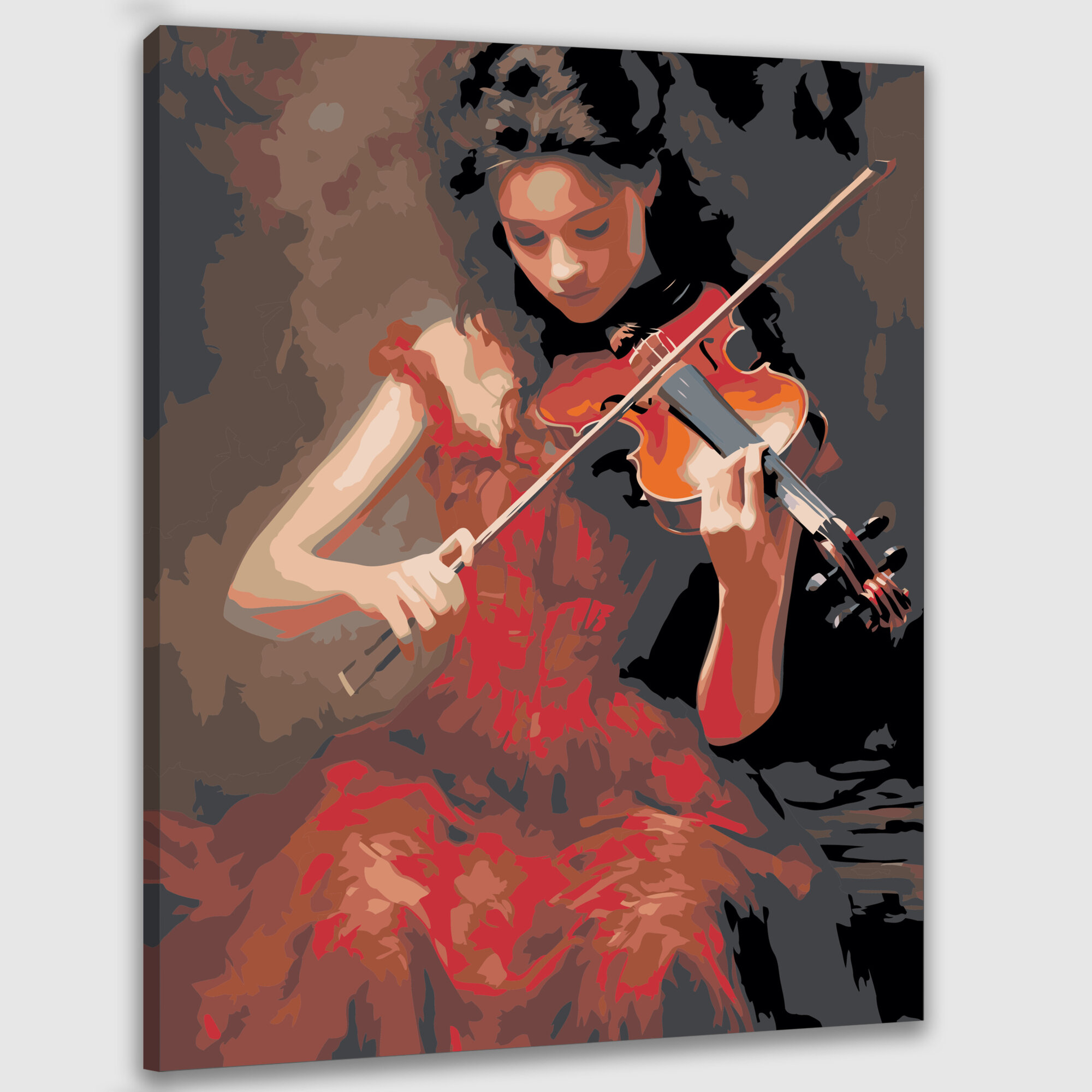 Картина по номерам 40x50 см, картина маслом, детализация, страсть, вдохновение, девушка, скрипка, закрытые глаза