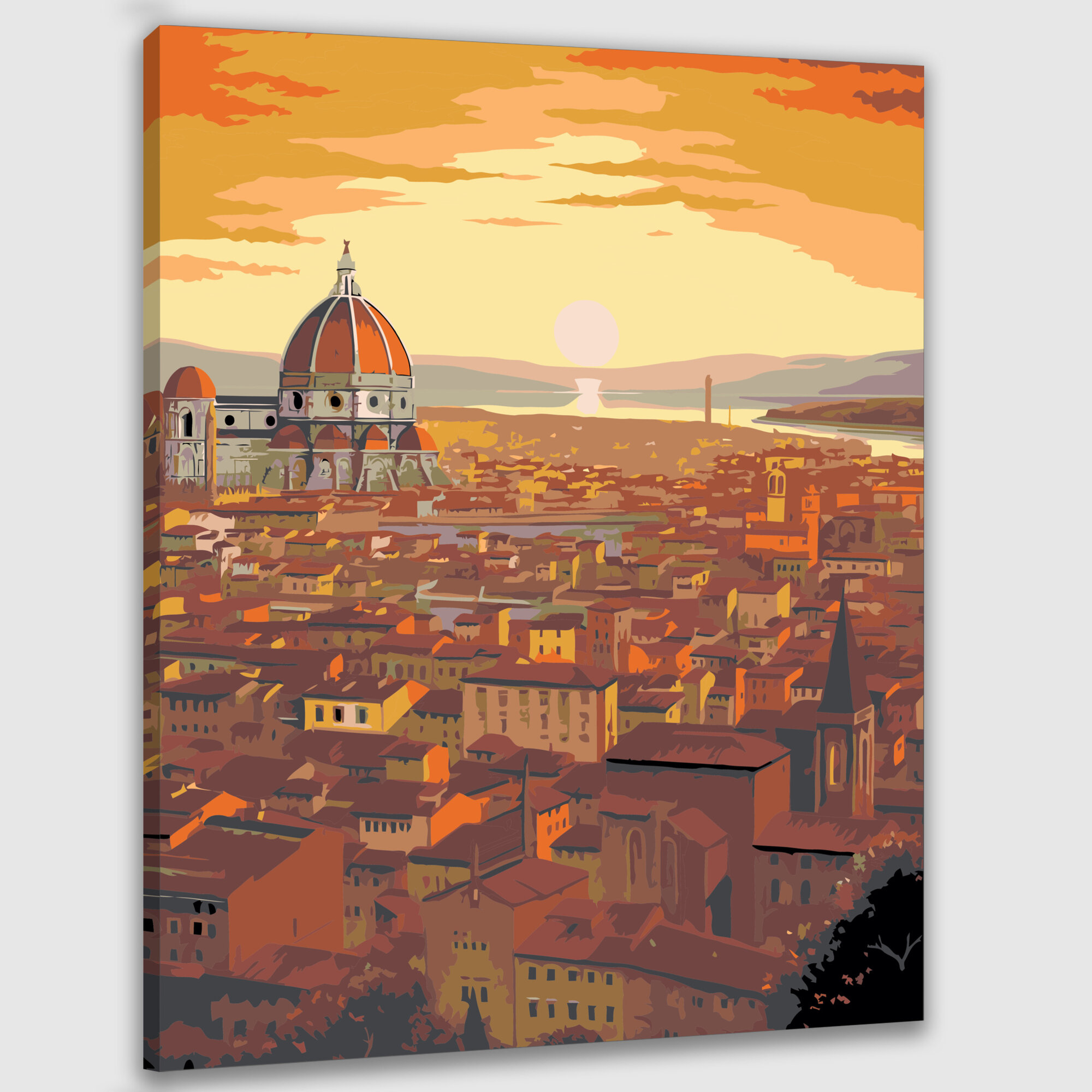 Картина по номерам 40x50 см, картина, масло, Ренессанс, Флоренция, городской пейзаж, Флорентийский собор, купол