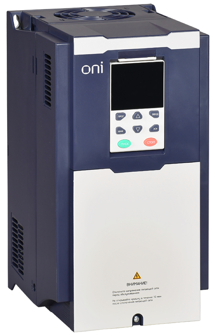 Частотный преобразователь ONI / ОНИ К750 со встроенным тормозом, в пластиковом корпусе синий, 310х193х170мм, 25-32А, 11-15кВт, 600Гц, 380В, IP20