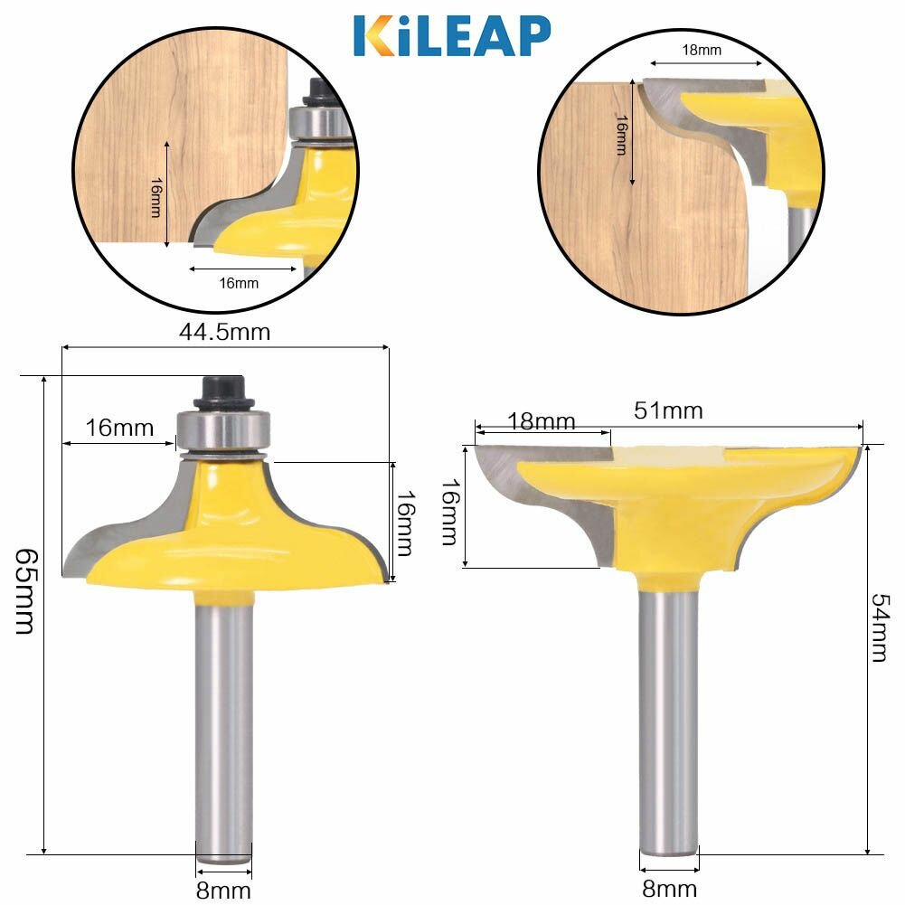 Фреза по дереву пазо-шиповые наборные, Сращивание деревянных дверей и окон 2шт. 8 мм