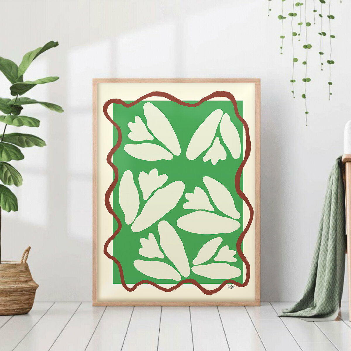 Постер "Зеленая абстракция" 50x70 без рамки на стену для интерьера