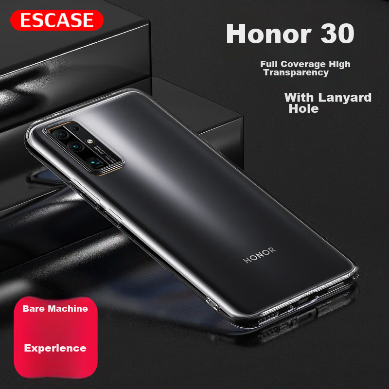 Чехол для телефона Honor 30 от ESCASE из мягкого силикона с полным покрытием, ударопрочный, прозрачный с отверстием для