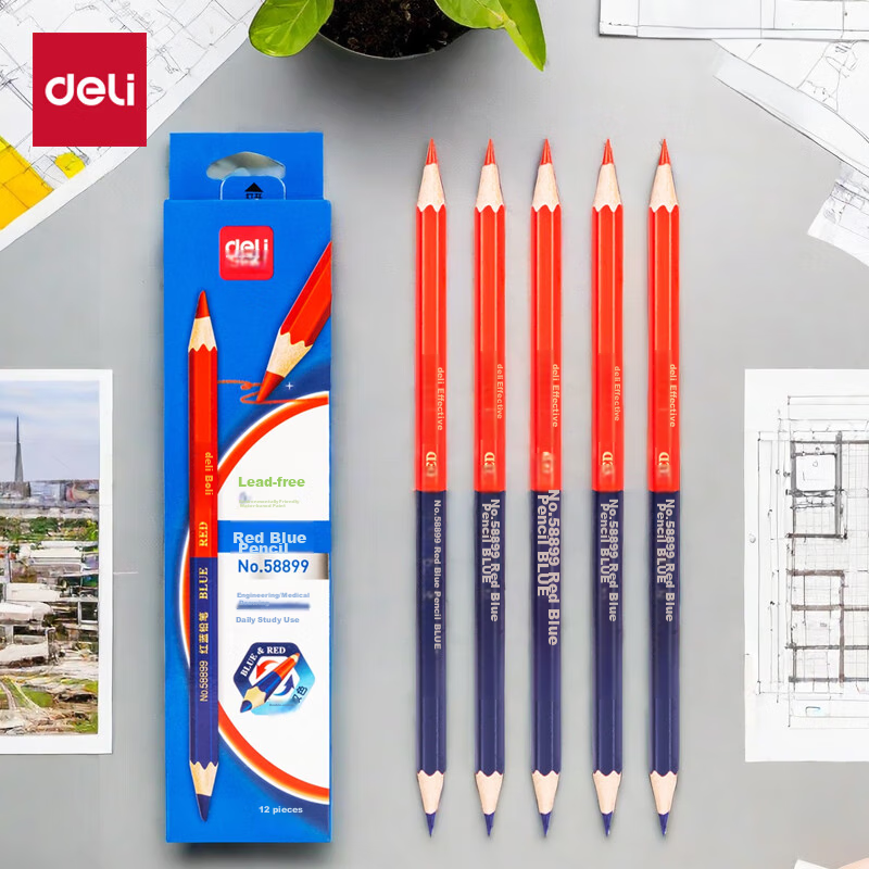 Deli 12-цвет 2B черный бочка офис кожа-кончик писать карандаш (черный) (12 шт / коробка) рисунок дудл S955-2B